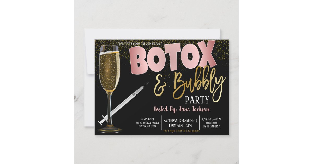 Botox and Bubbly Party Invitation | Zazzle