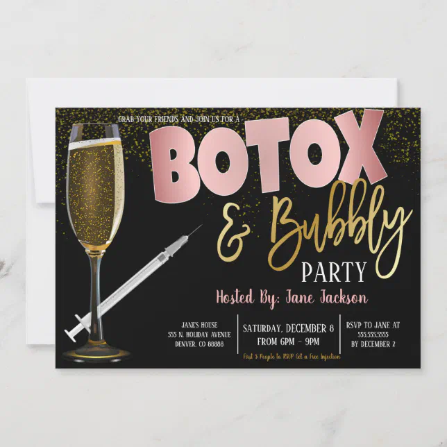 Botox and Bubbly Party Invitation | Zazzle