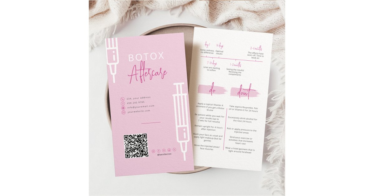 Botox Injections Aftercare Card Timeline Do Don't | Zazzle