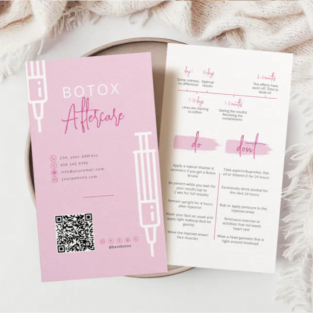 Botox Injections Aftercare Card Timeline Do Don't | Zazzle