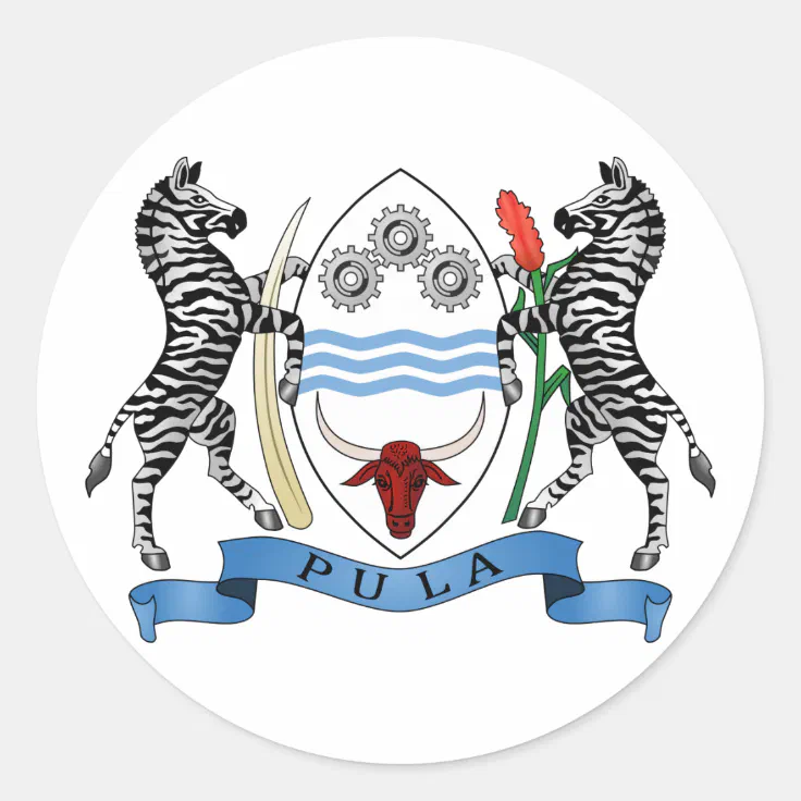 Botswana Coat of Arms Classic Round Sticker | Zazzle