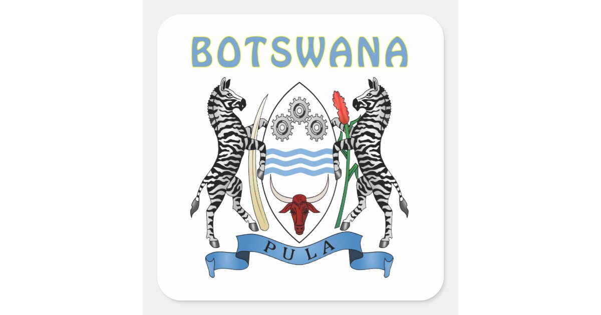 Botswana Coat Of Arms Square Sticker | Zazzle