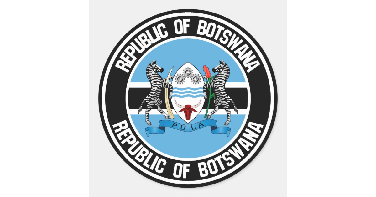Botswana Round Emblem Classic Round Sticker | Zazzle