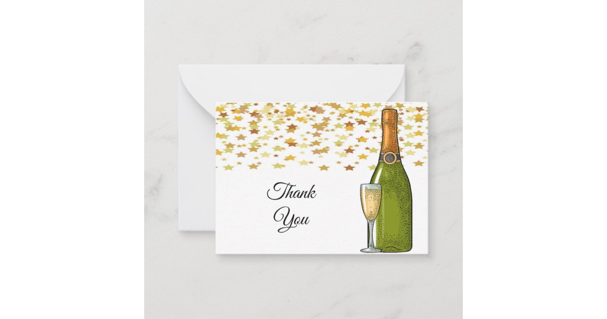 Bottle of Champagne Thank You Cards | Zazzle