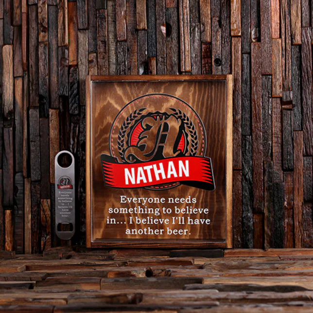 Bottle Opener Set with Beer Cap Shadow Box | Zazzle