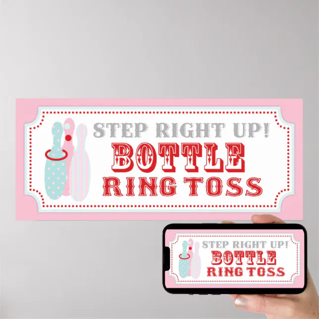 Bottle Ring Toss Sign for Carnival Circus Birthday | Zazzle