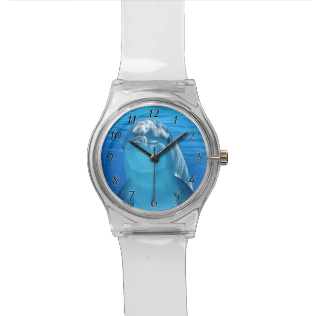 Bottlenose Dolphin looks at the camera under water Wrist Watch | Zazzle