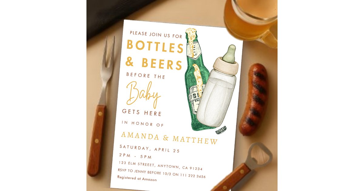 Bottles and Beers Coed Casual Baby Shower Invitation | Zazzle