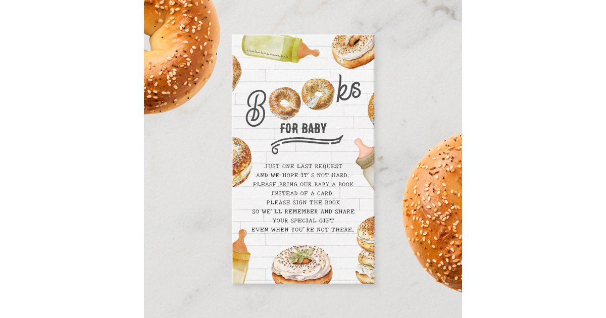 Bottles & Bagels Baby Shower Brunch Book Request Enclosure Card | Zazzle