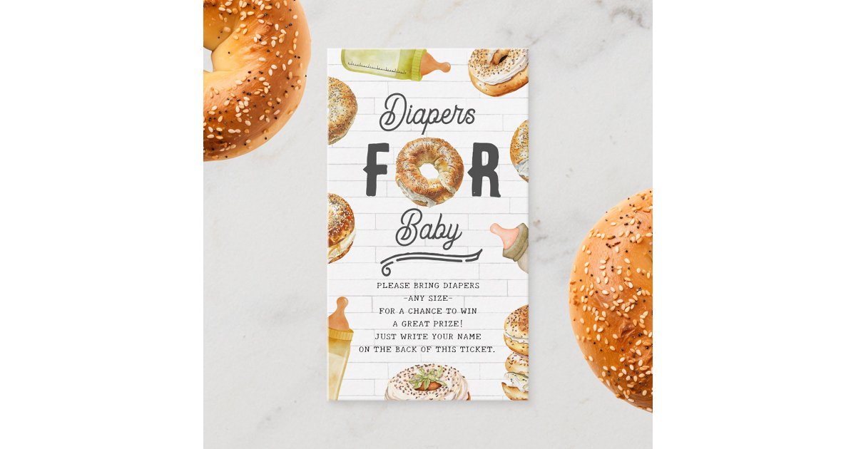 Bottles & Bagels Baby Shower Brunch Diaper Raffle Enclosure Card | Zazzle