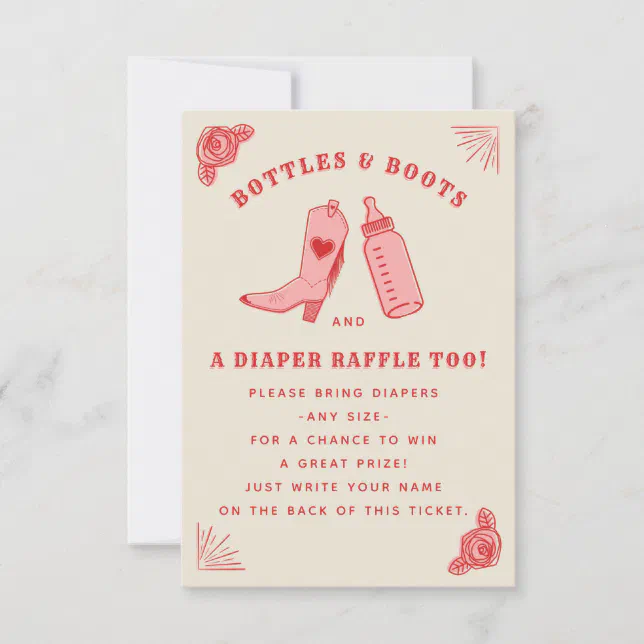 Bottles & Boots Baby Shower Diaper Raffle Invitation | Zazzle