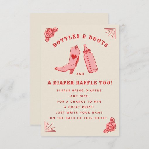 Bottles & Boots Baby Shower Diaper Raffle Invitation | Zazzle
