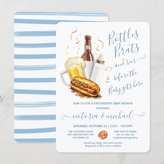 Bottles Brats and Beer Oktoberfest Baby Shower Invitation | Zazzle