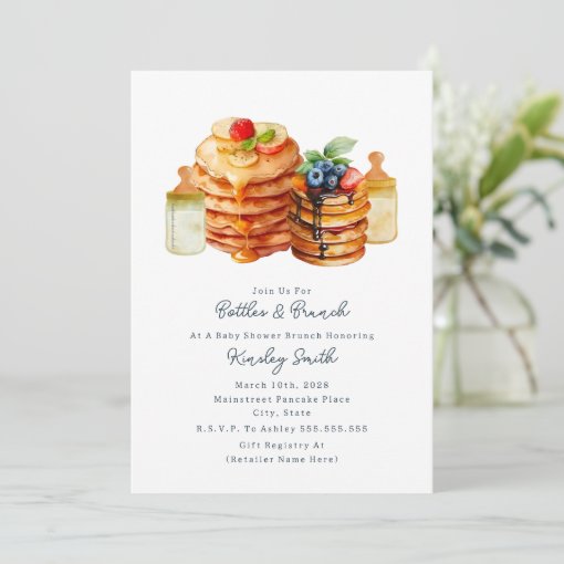 Bottles + Brunch Baby Shower Breakfast Invitation | Zazzle