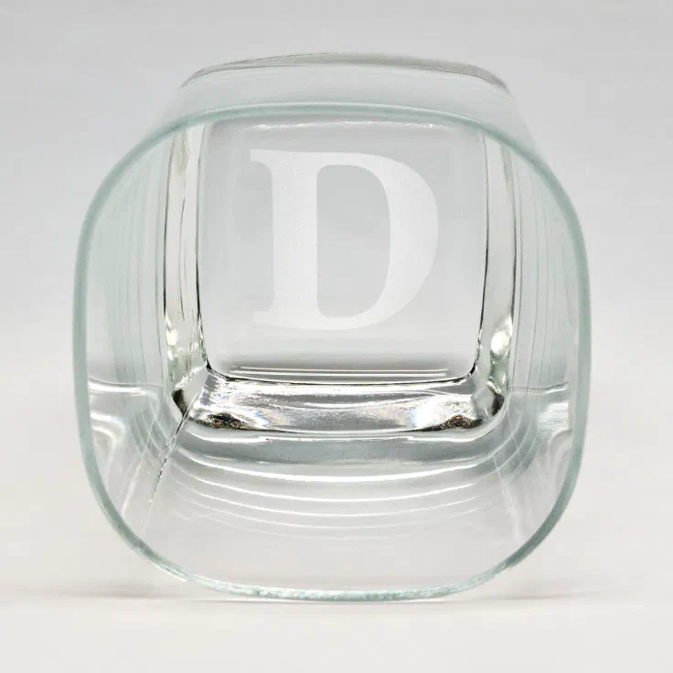 Bottom Sand Etched Square Rocks Glass | Zazzle