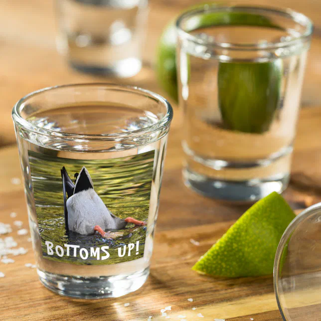 Bottoms Up Dunking Duck Photo Shot Glass | Zazzle