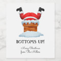 Bottoms Up Santa Holiday Wine Label | Zazzle