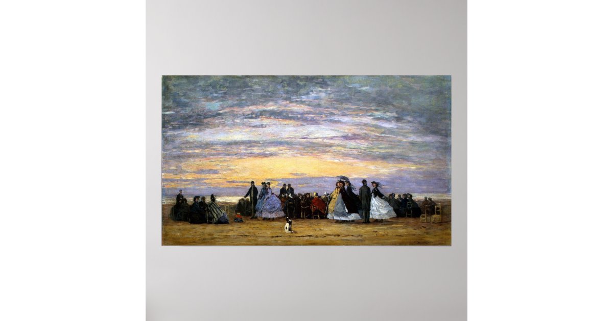 Boudin - The Beach At Villerville, 1864 Poster | Zazzle