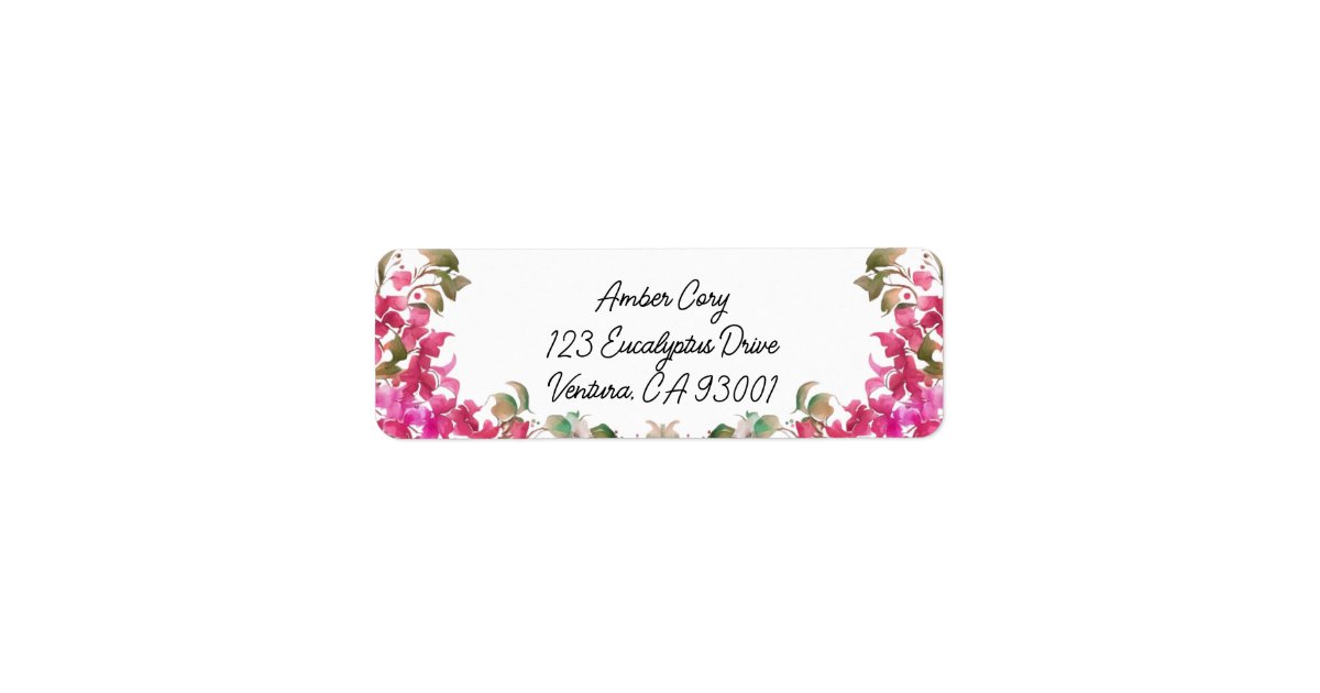 Bougainvillea Flowers Watercolor Magenta Label | Zazzle