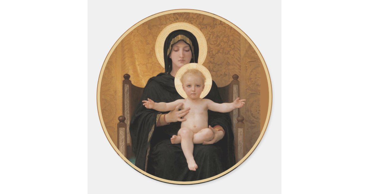 Bougereau Virgin and Child Classic Round Sticker | Zazzle
