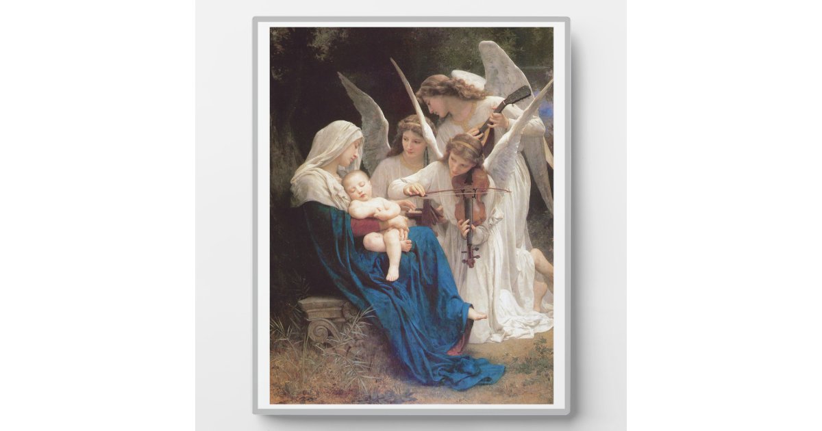 Bougereau Virgin with Angels Christian art Plaque | Zazzle