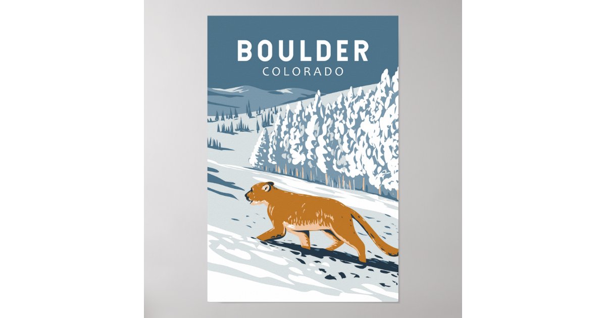 Boulder Colorado Cougar Retro Travel Art Vintage Poster | Zazzle
