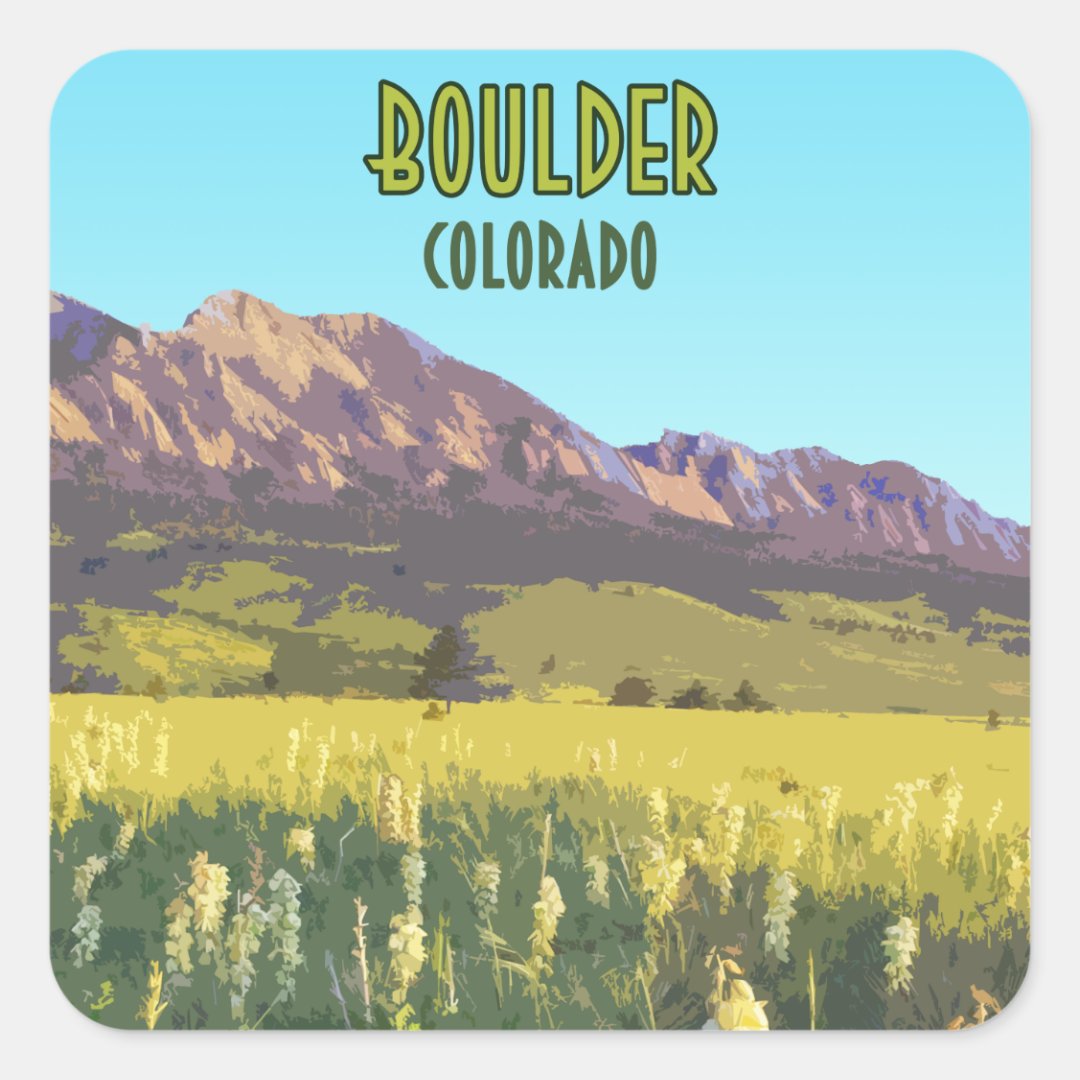 Boulder Colorado Flatirons Mountains Vintage Square Sticker | Zazzle