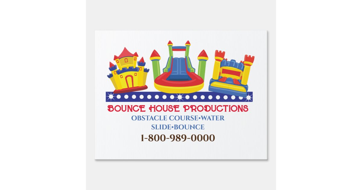 BOUNCE BOUNCY HOUSE BIRTHDAY PARTY Business Sign | Zazzle