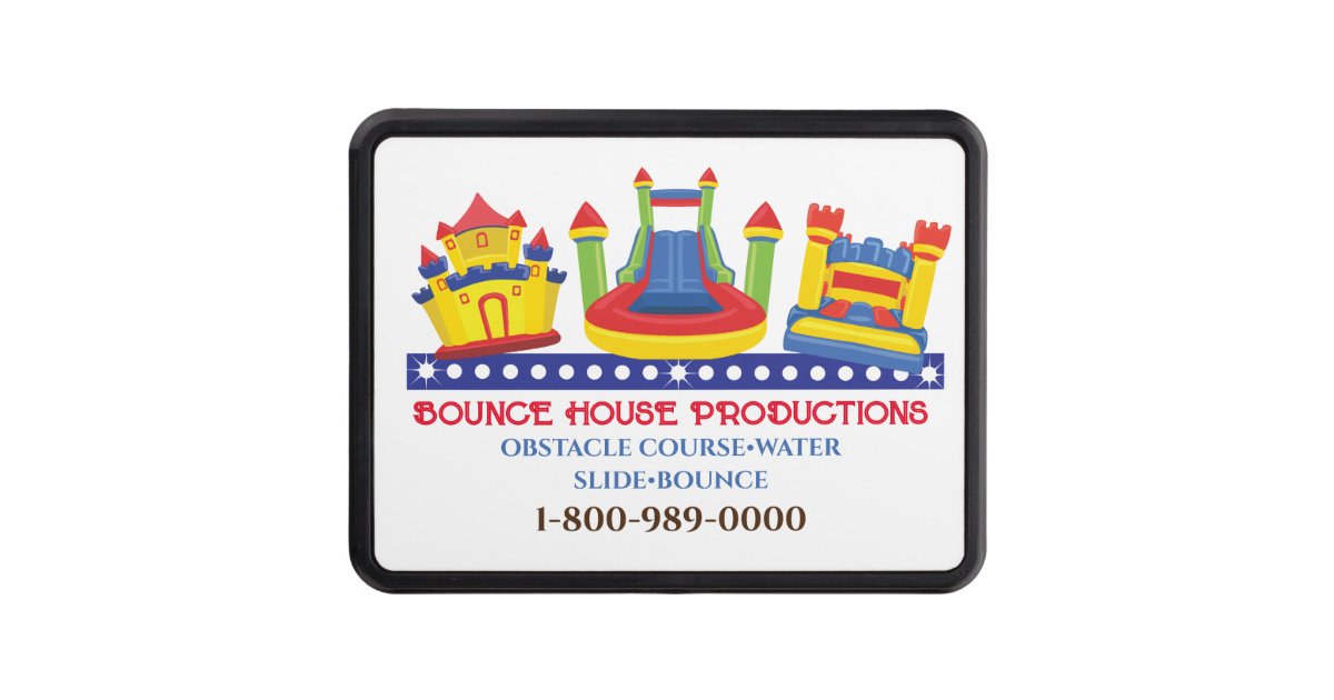 BOUNCE BOUNCY HOUSE BIRTHDAY PARTY Business Sign Hitch Cover | Zazzle