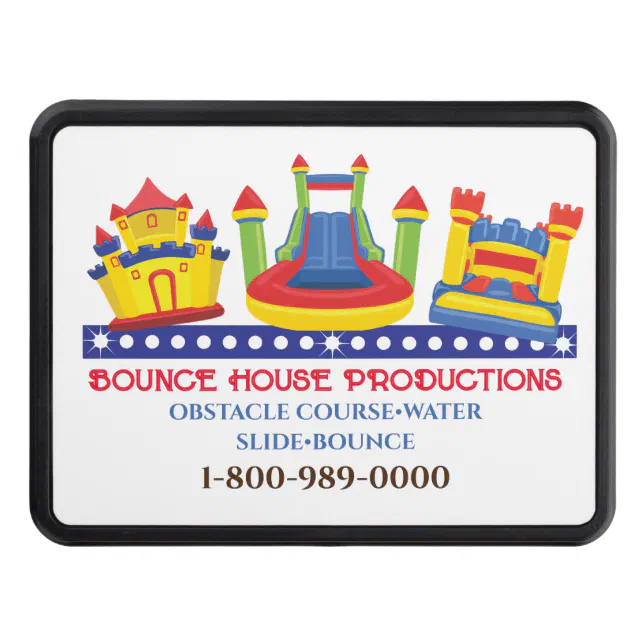 BOUNCE BOUNCY HOUSE BIRTHDAY PARTY Business Sign Hitch Cover | Zazzle