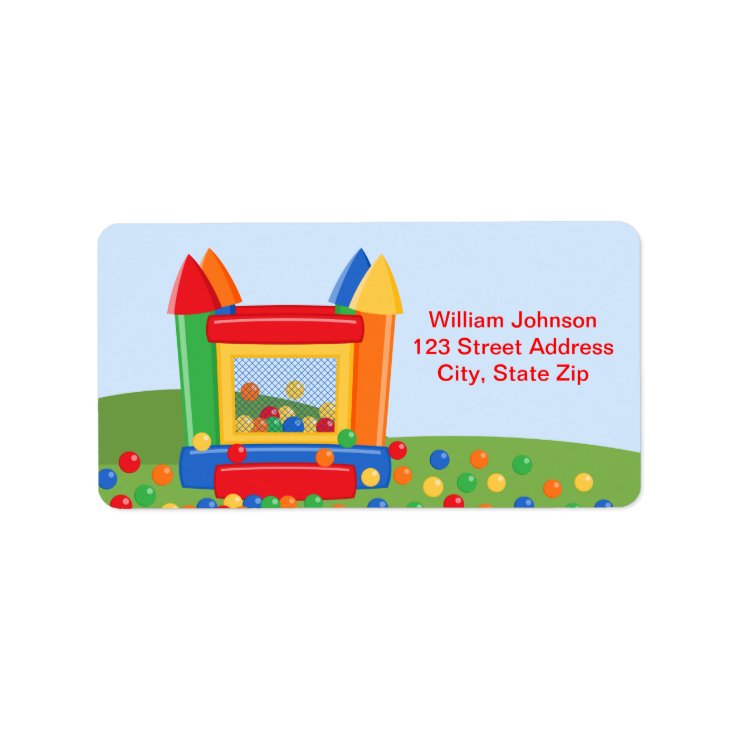 Bounce House Birthday Address Label | Zazzle
