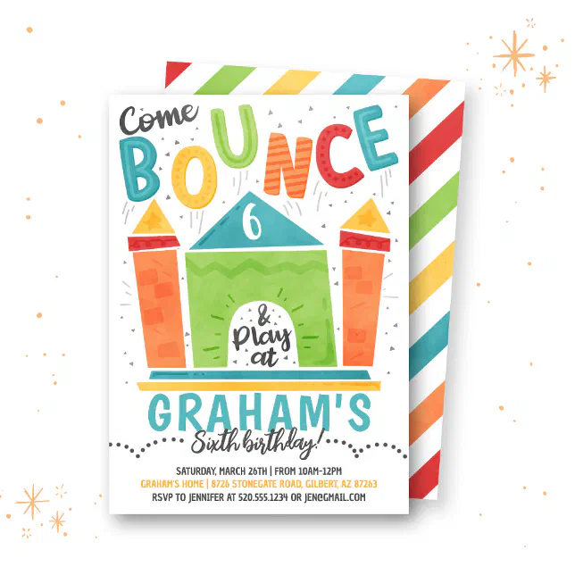 Bounce House Birthday Invitation | Zazzle