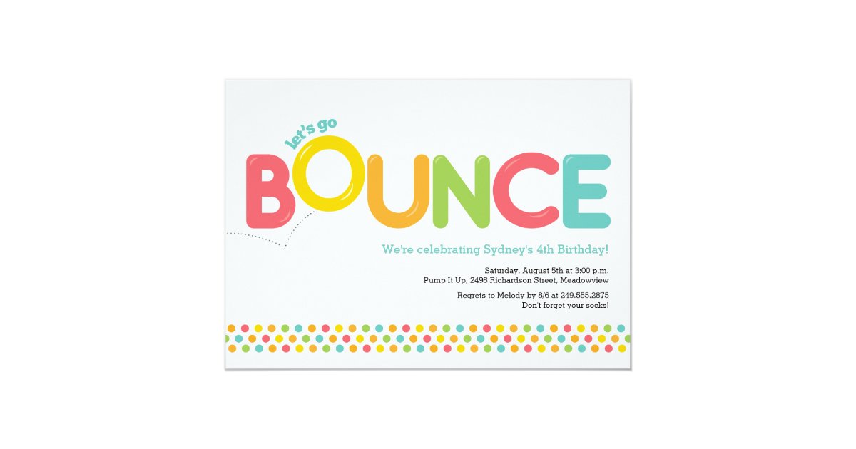 Bounce House Birthday Invitation Pink & Aqua | Zazzle.com