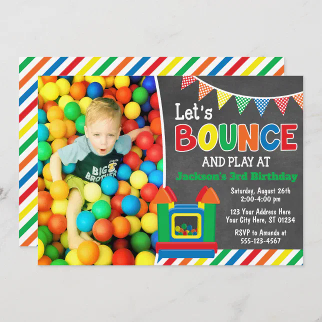 Bounce House Birthday Invitation with Photo | Zazzle