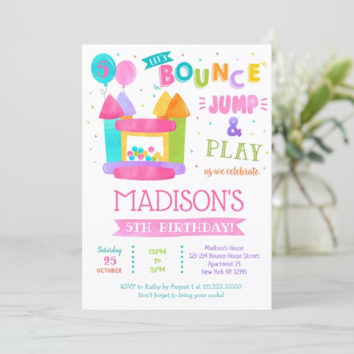 Bounce House Birthday Invitations for girl | Zazzle