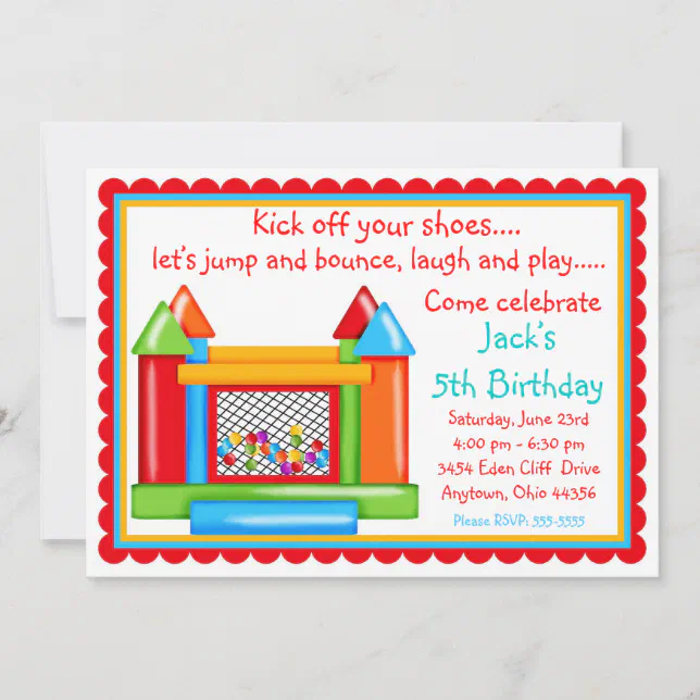 Bounce House Birthday Invitations- Primary Colors Invitation | Zazzle