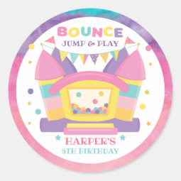 Bounce House Birthday Party Classic Round Sticker | Zazzle