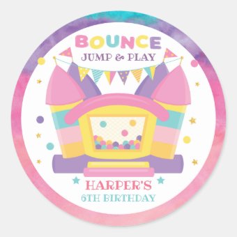Bounce House Birthday Party Classic Round Sticker | Zazzle