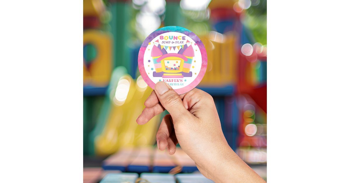 Bounce House Birthday Party Classic Round Sticker | Zazzle