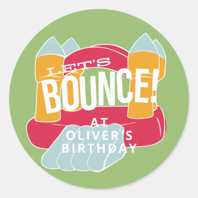 Bounce House birthday party design Classic Round Sticker | Zazzle