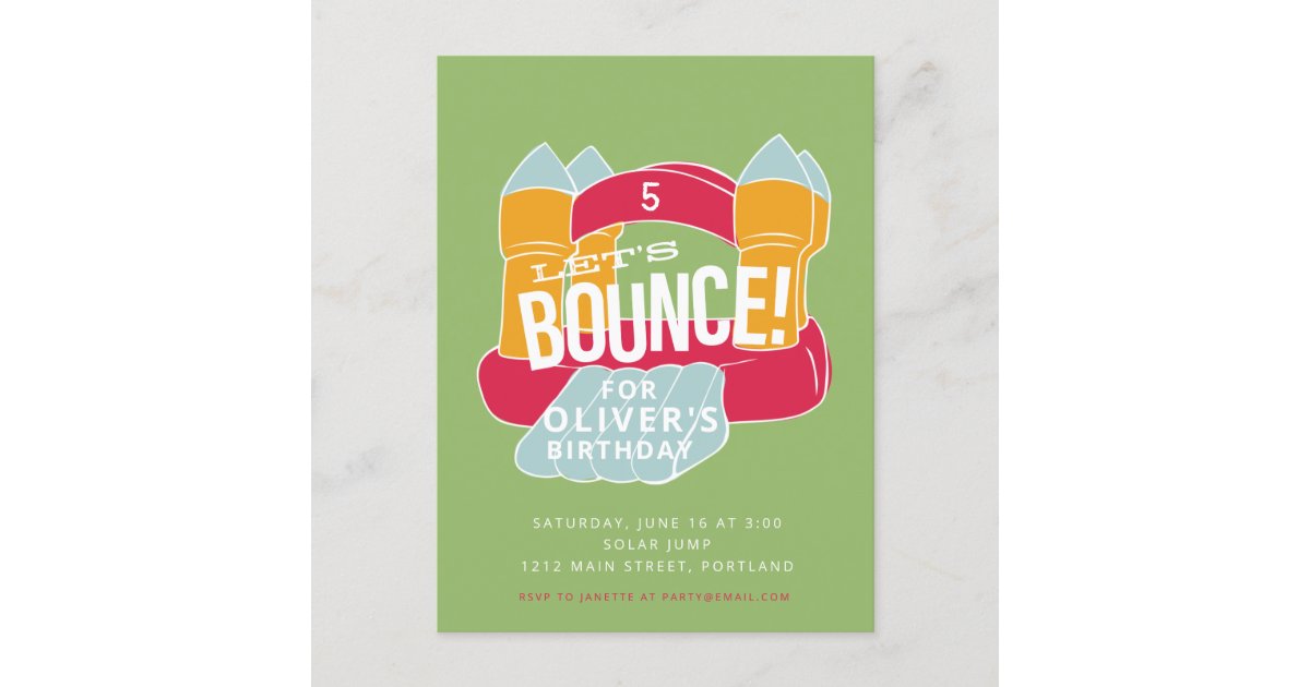 Bounce House birthday party design invitation Postcard | Zazzle