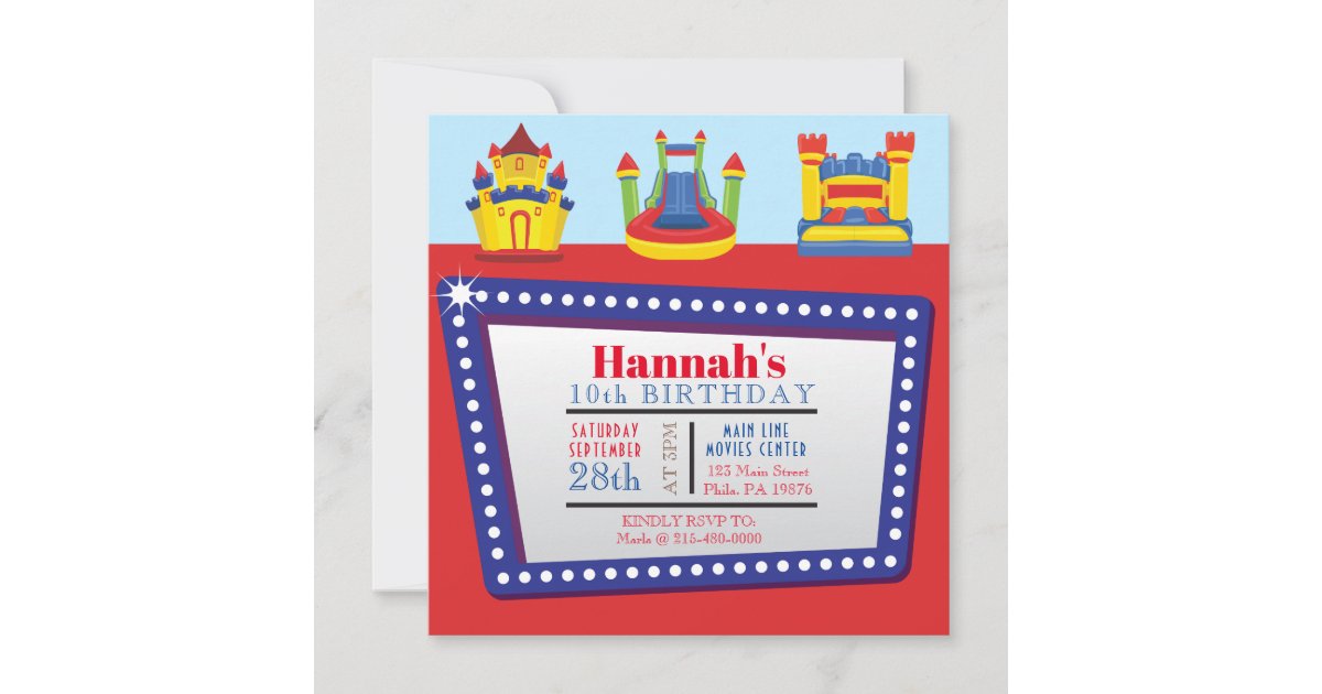 BOUNCE HOUSE BIRTHDAY PARTY INFLATABLE Invitation | Zazzle