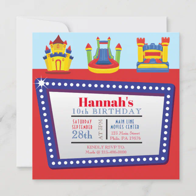 BOUNCE HOUSE BIRTHDAY PARTY INFLATABLE Invitation | Zazzle