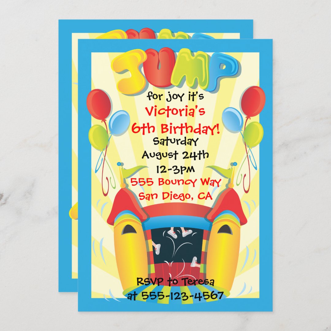 Bounce House BIrthday Party Invitation | Zazzle
