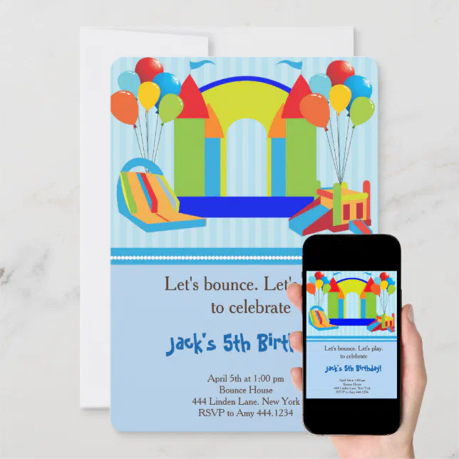 Bounce House Birthday Party Invitation | Zazzle