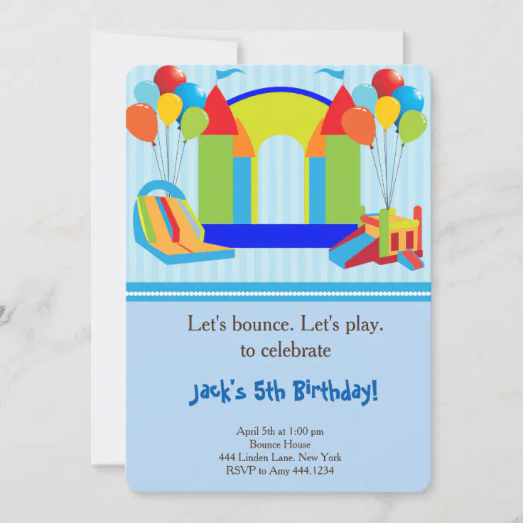 Bounce House Birthday Party Invitation | Zazzle