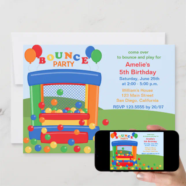 Bounce House Birthday Party Invitation | Zazzle