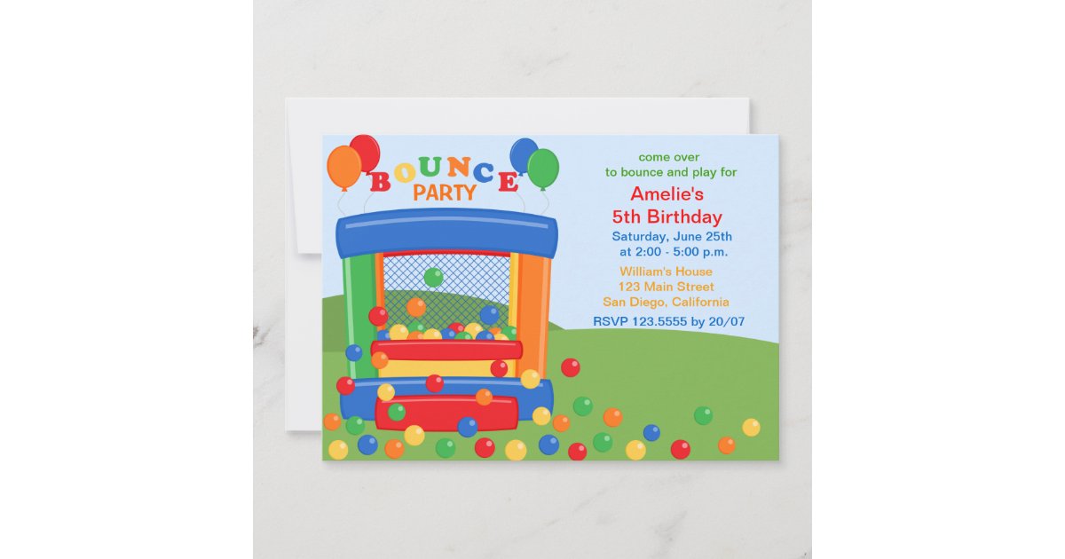 Bounce House Birthday Party Invitation | Zazzle