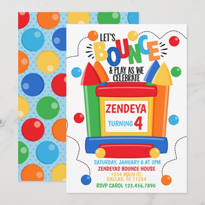 Bounce House Birthday Party Invitation Invite | Zazzle.com