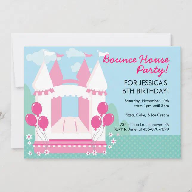 Bounce House Birthday Party Invitations | Zazzle